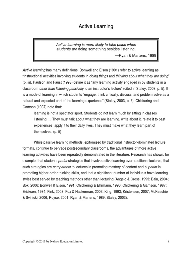 Active Learning | PDF | Lecture | Learning