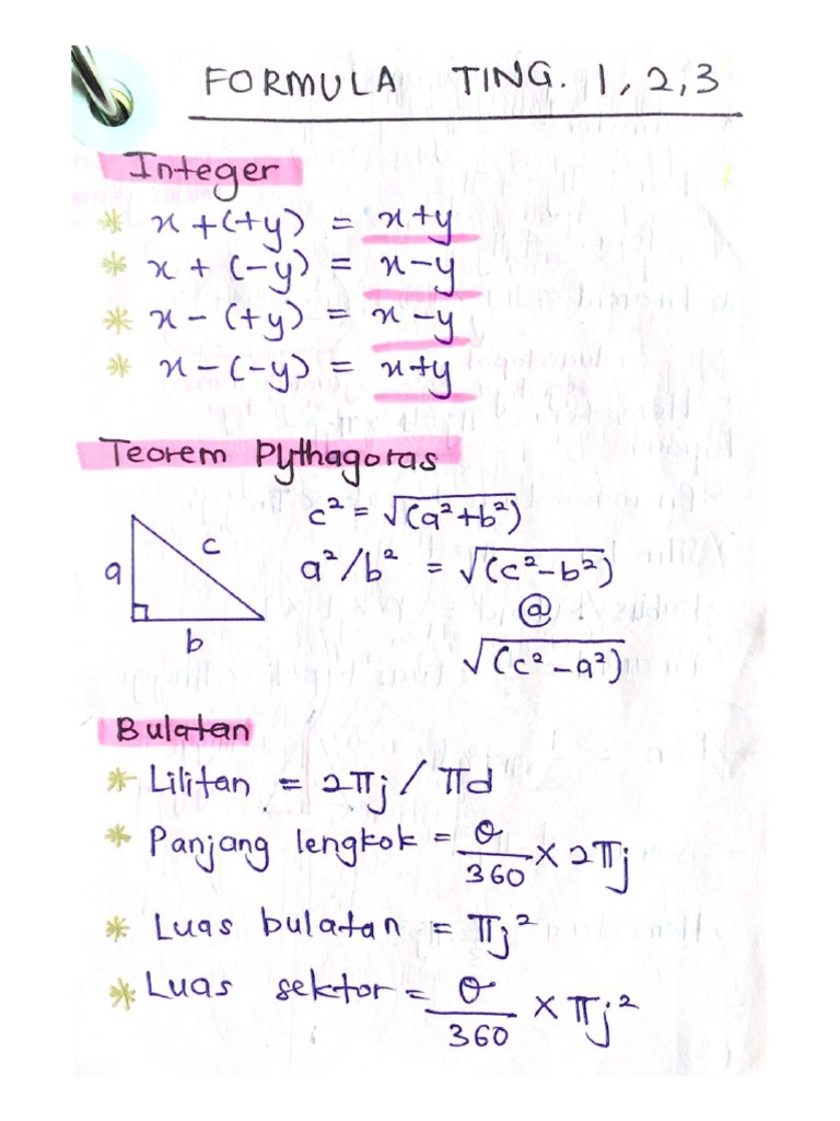 Formula Matematik (Form 1-3) | PDF