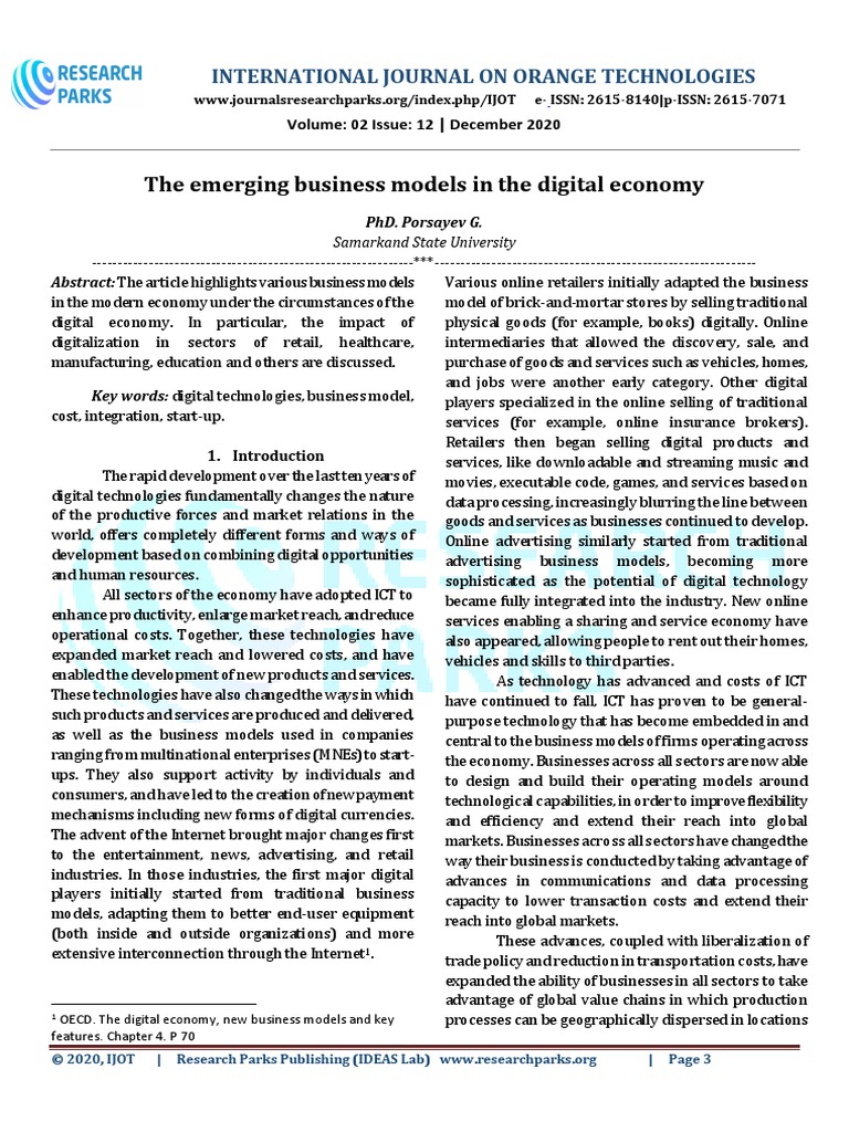 The Emerging Business Models in The Digital Economy | PDF | Retail ...