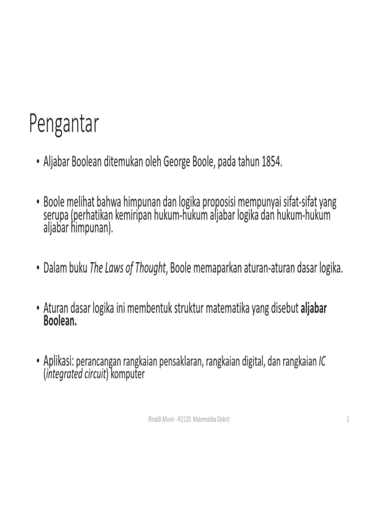 Hukum dan Aturan Aljabar Boolean | PDF