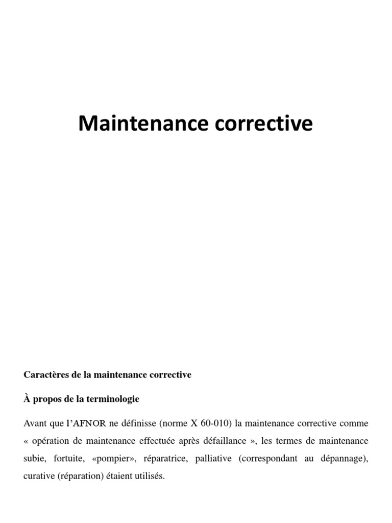 Maintenance corrective : définitions et types | PDF | Business
