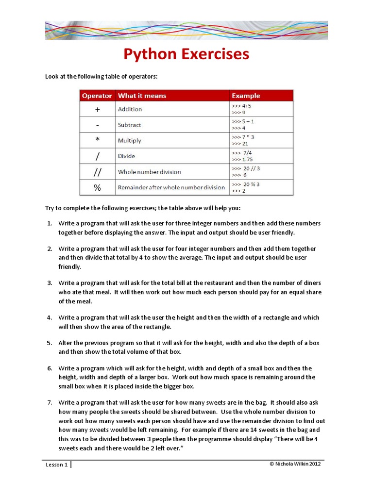 36988-Lesson 1 Exercises | PDF
