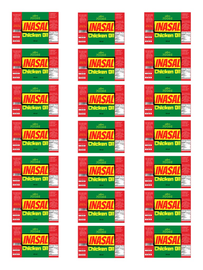 Jullene's Foods Inasal Chicken Oil Label 100 ML | PDF
