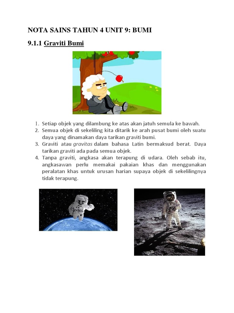 Nota Tahun 4 Unit 9 Bumi | PDF