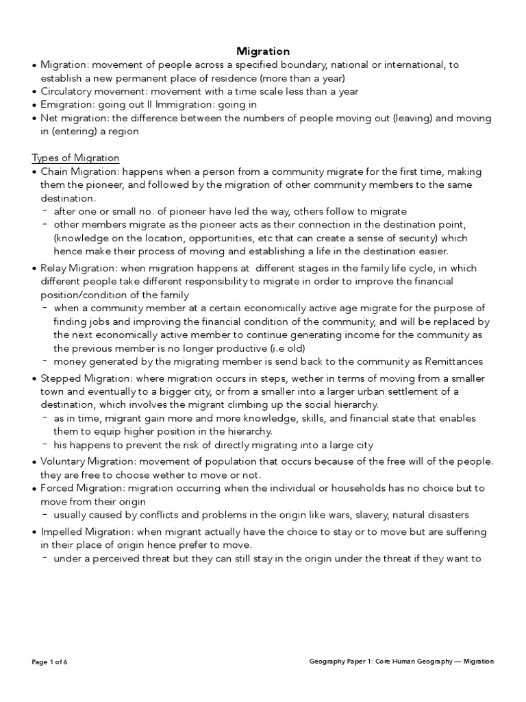 Understanding Migration: Types and Causes | PDF | Human Migration ...