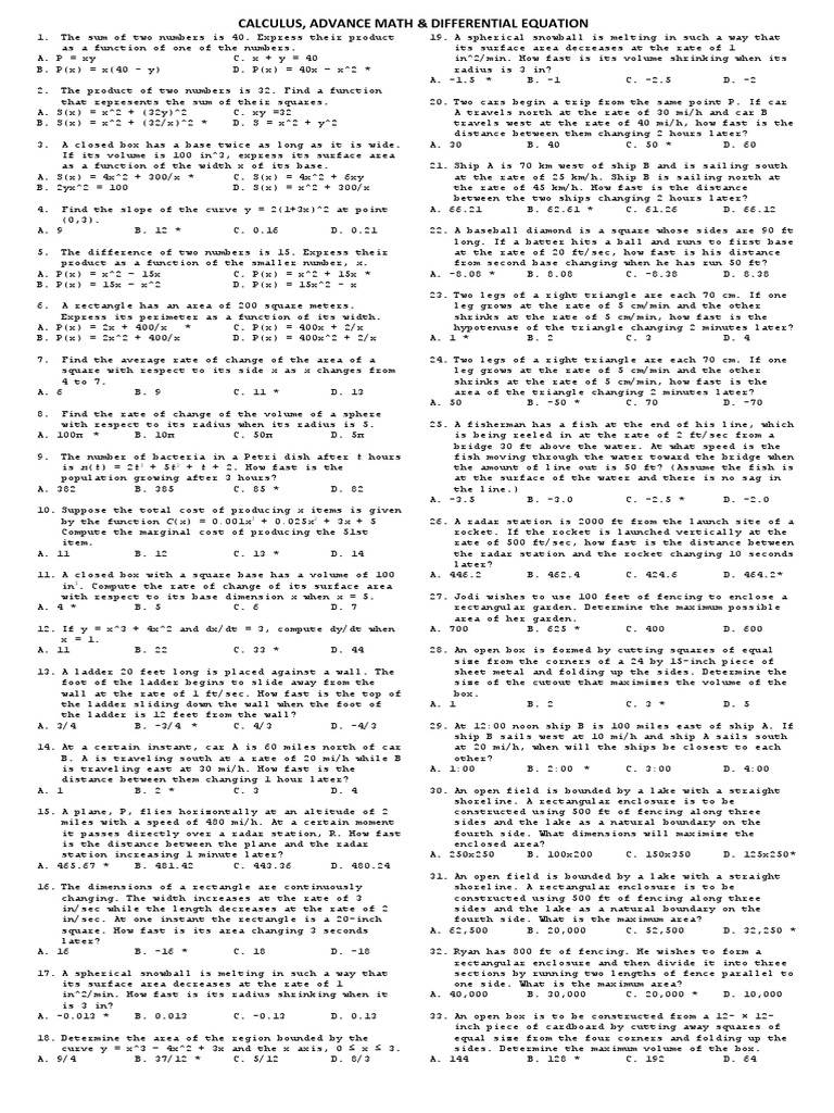 Handouts DC Ic de Admath | PDF | Area | Length