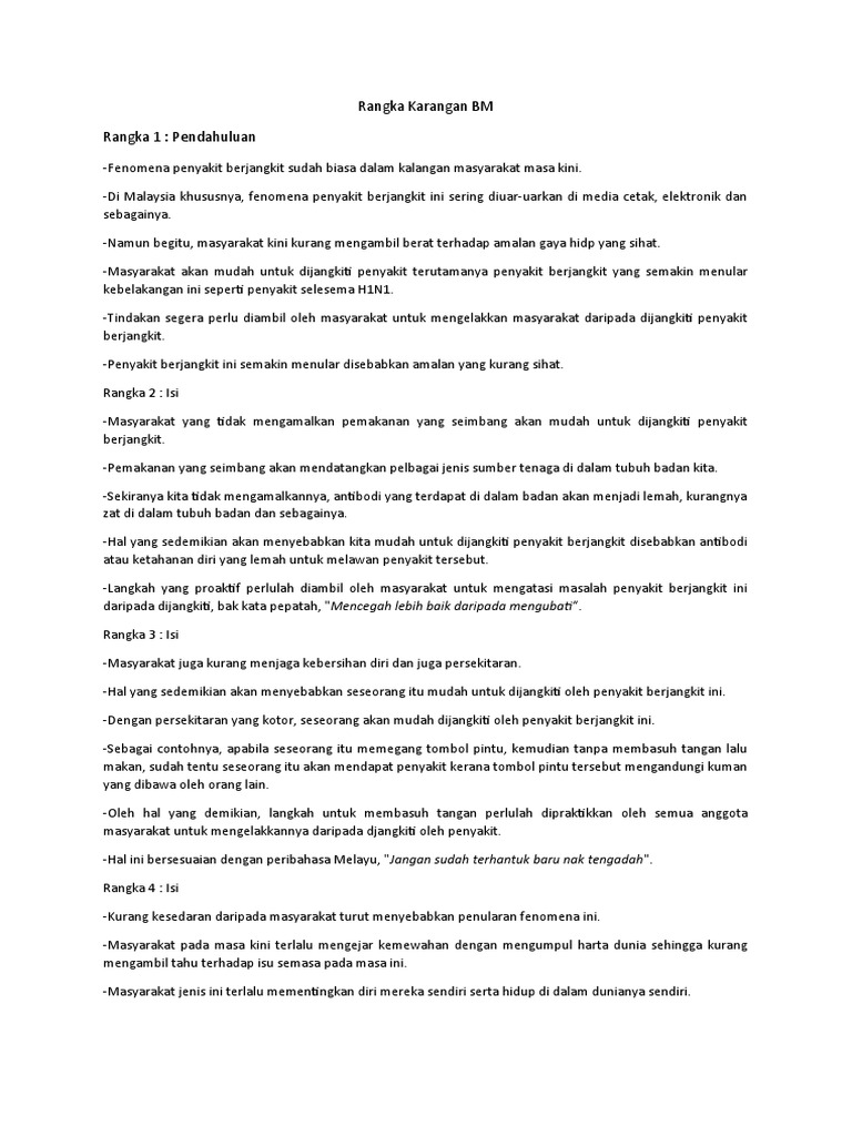 Rangka Karangan BM Ceramah Kesihatan 2 | PDF