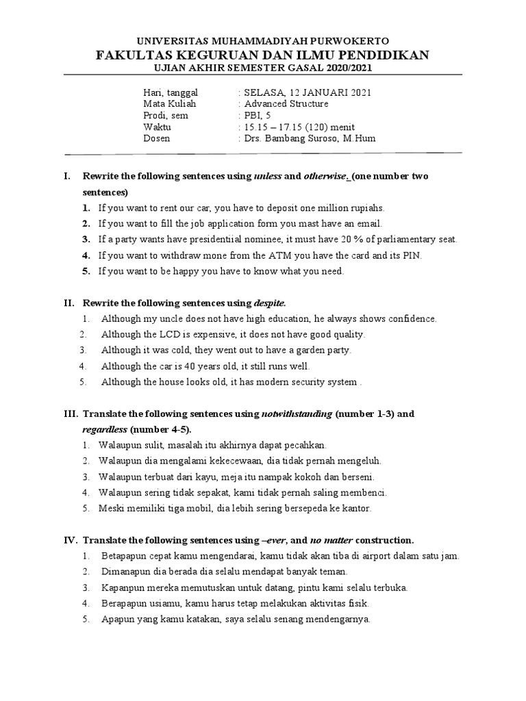Uas Advanced Structure (Reviewed) | PDF