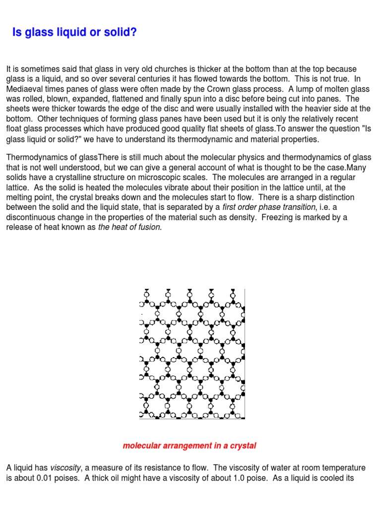 Is Glass Liquid or Solid | PDF | Glasses | Melting