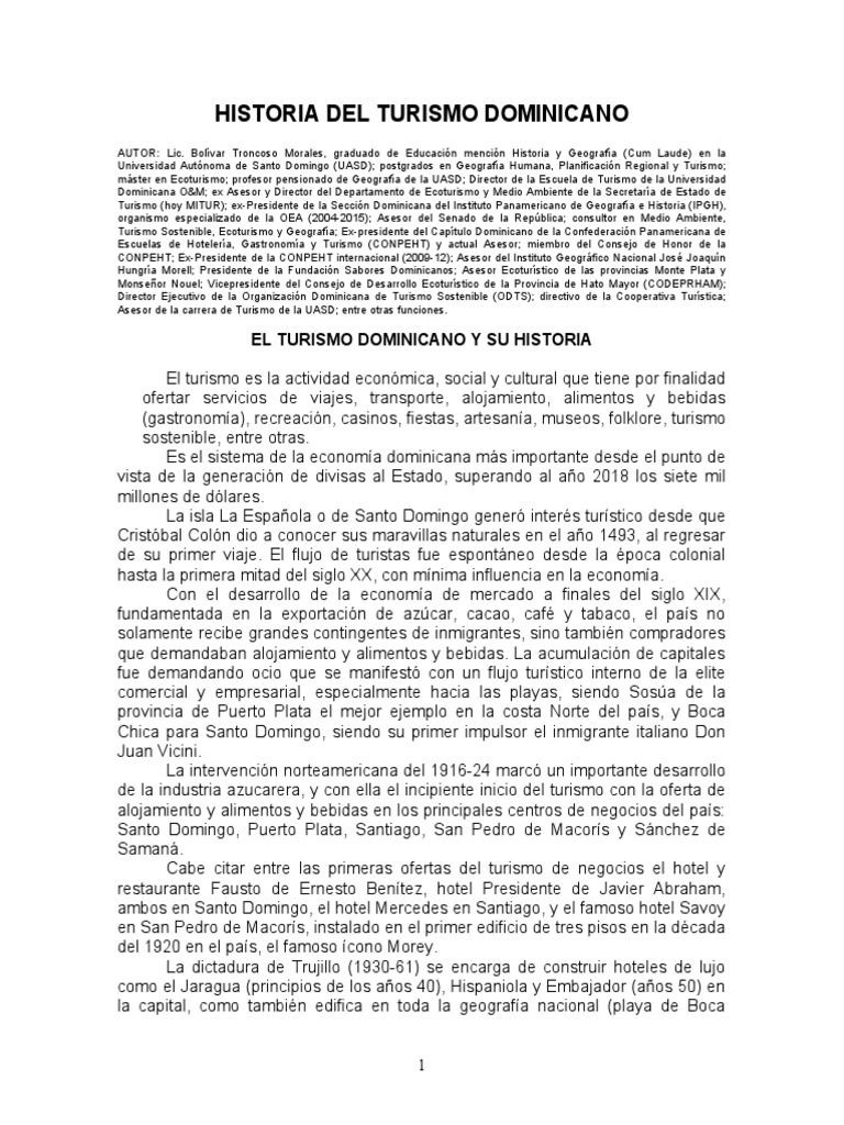 Historia Del Turismo Dominicano | PDF | República Dominicana | Turismo
