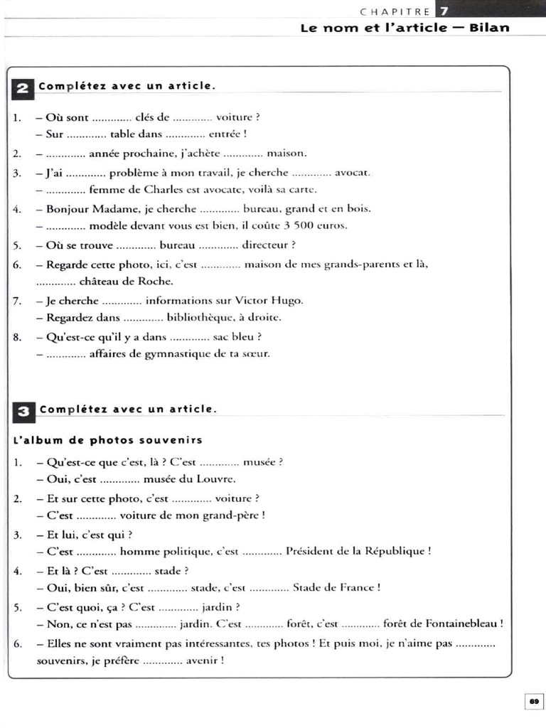 Article Défini - Indéfini Exercice | PDF