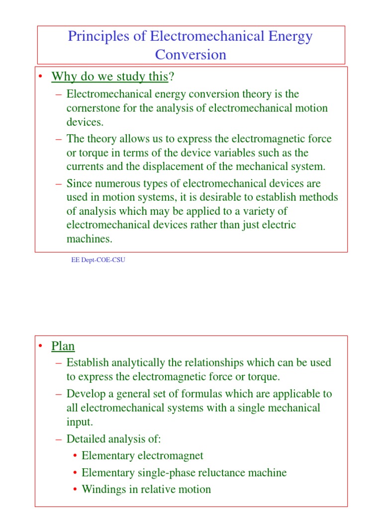 Electromechanical Energy Conversion | PDF | Inductance | Wavelength