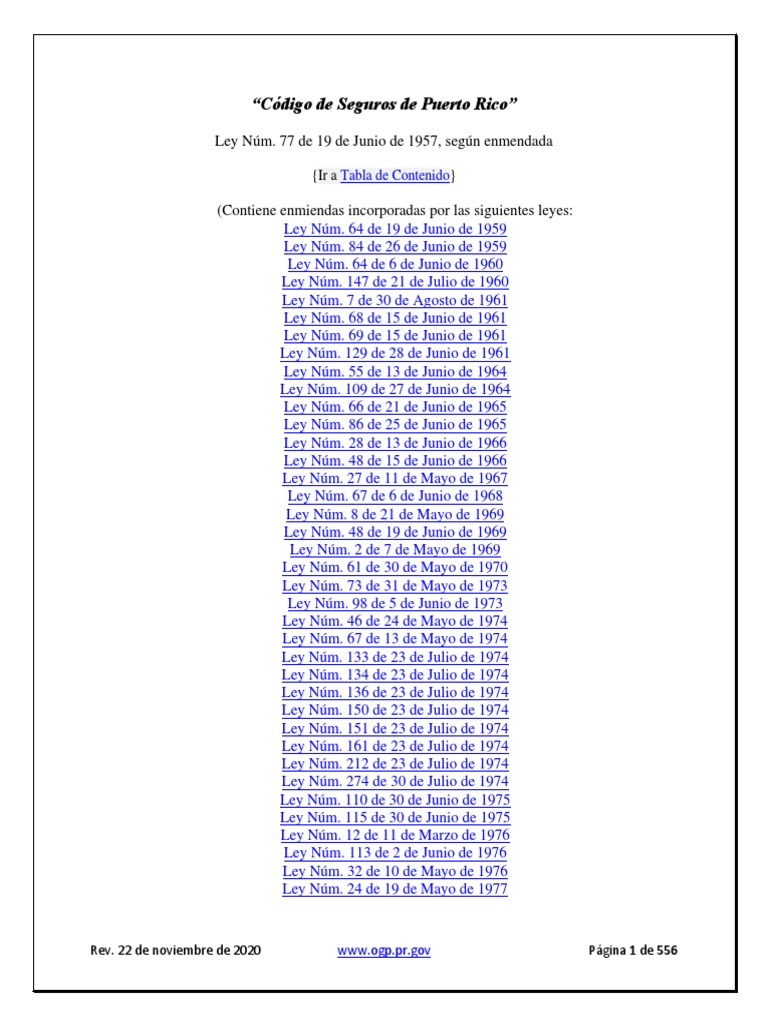 Codigo de Seguros de Puerto Rico | PDF | Póliza de seguros | Seguro
