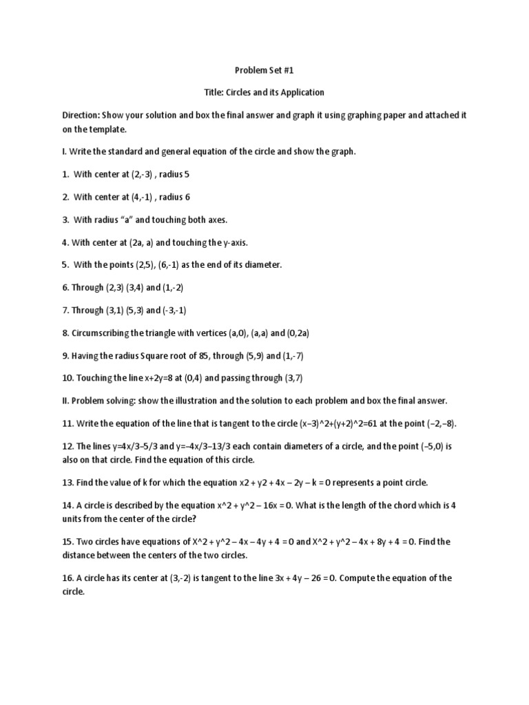 Problem Set 1 In Pre Cal Pdf