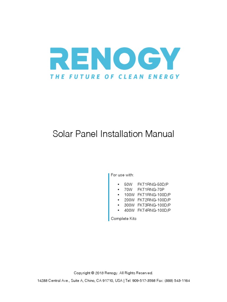 Renogy RV Solar Panel Installation Manual and Guide | PDF | Electrical ...