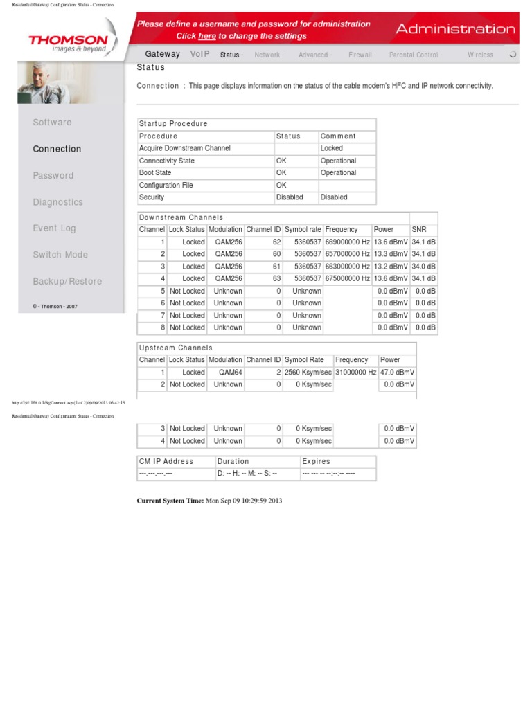 Residential Gateway Configuration - Status - Connection | PDF | Gateway ...