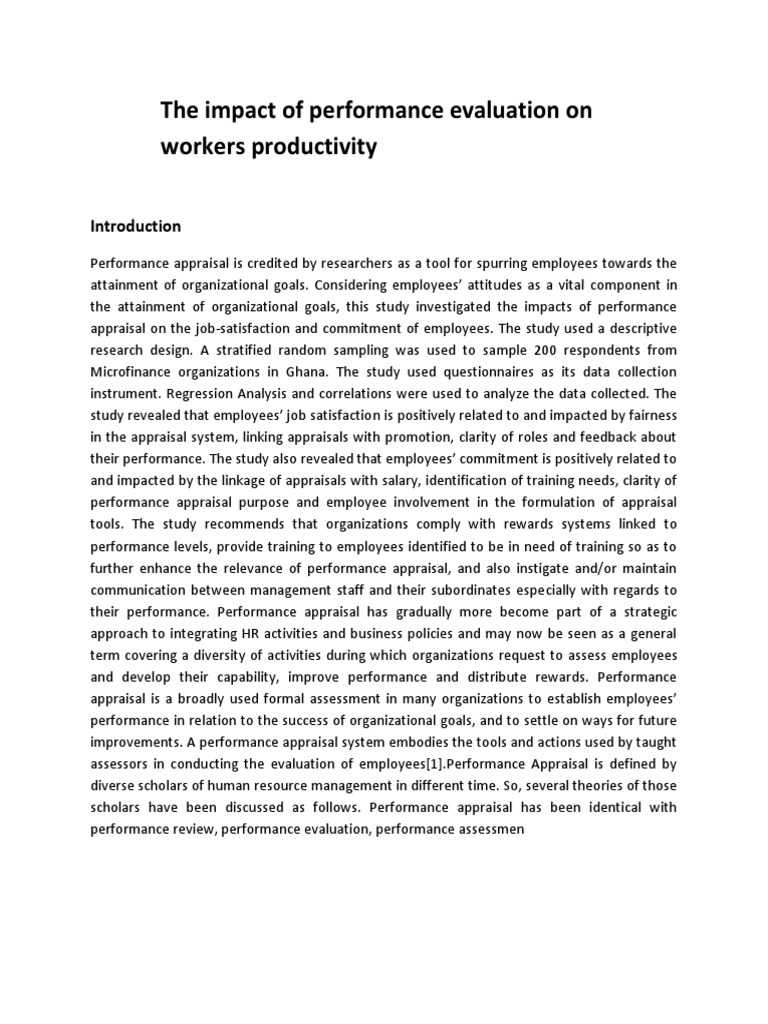 Impact of Appraisal on Employee Productivity | PDF | Performance ...