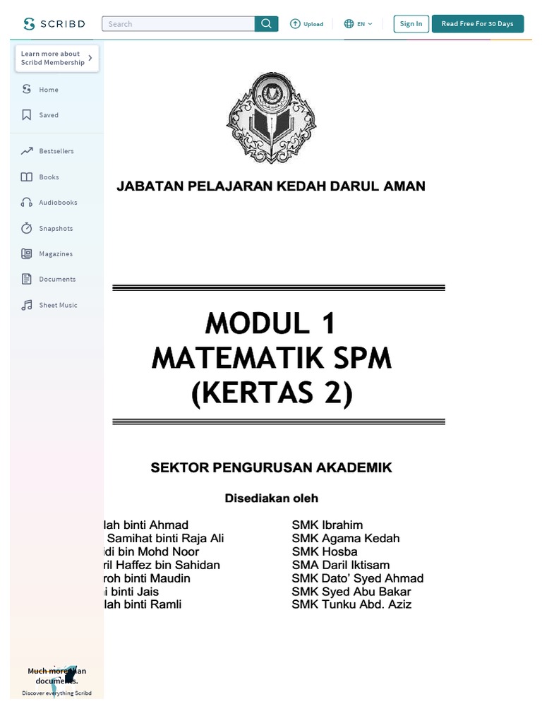 Modul Matematik SPM | PDF | Scribd | Speed