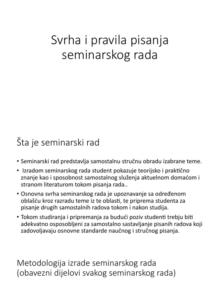 Pisanje Seminarskog Rada | PDF