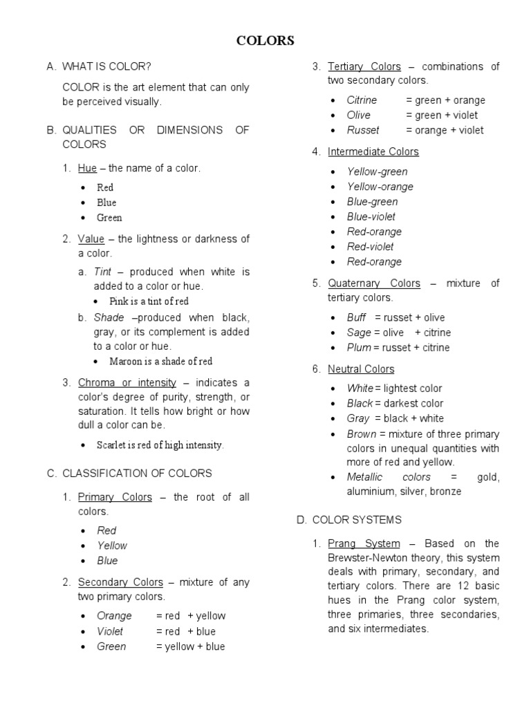 G) Colors | PDF | Color | Visual System