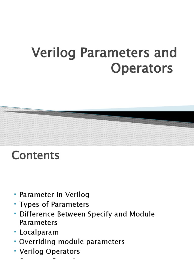 Verilog Parameters And Operators Pdf Parameter Computer Programming Computer Programming 3158