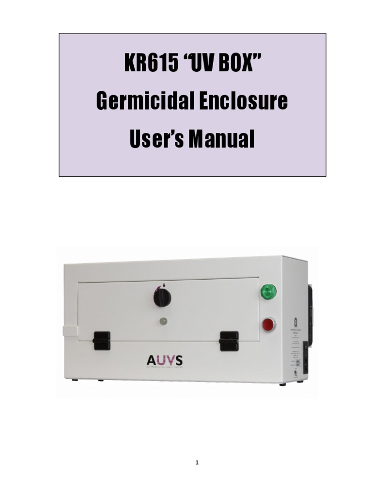 KR615 "UV BOX" Germicidal Enclosure User's Manual | PDF | Ultraviolet ...