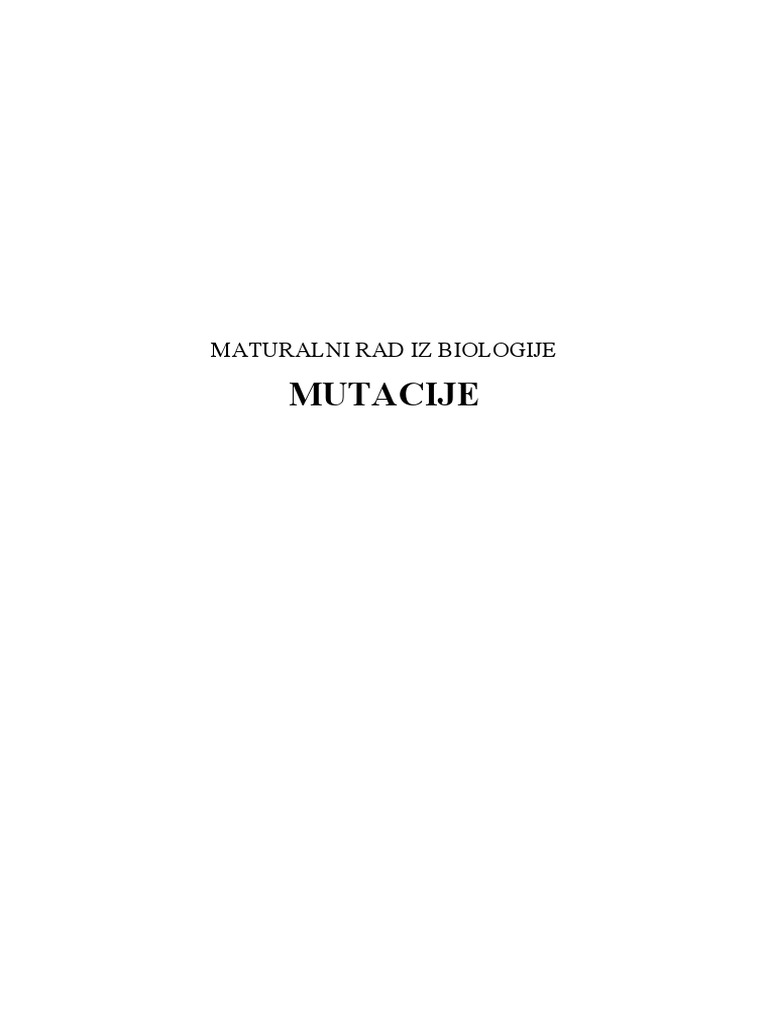 Maturski Rad Mutacije | PDF