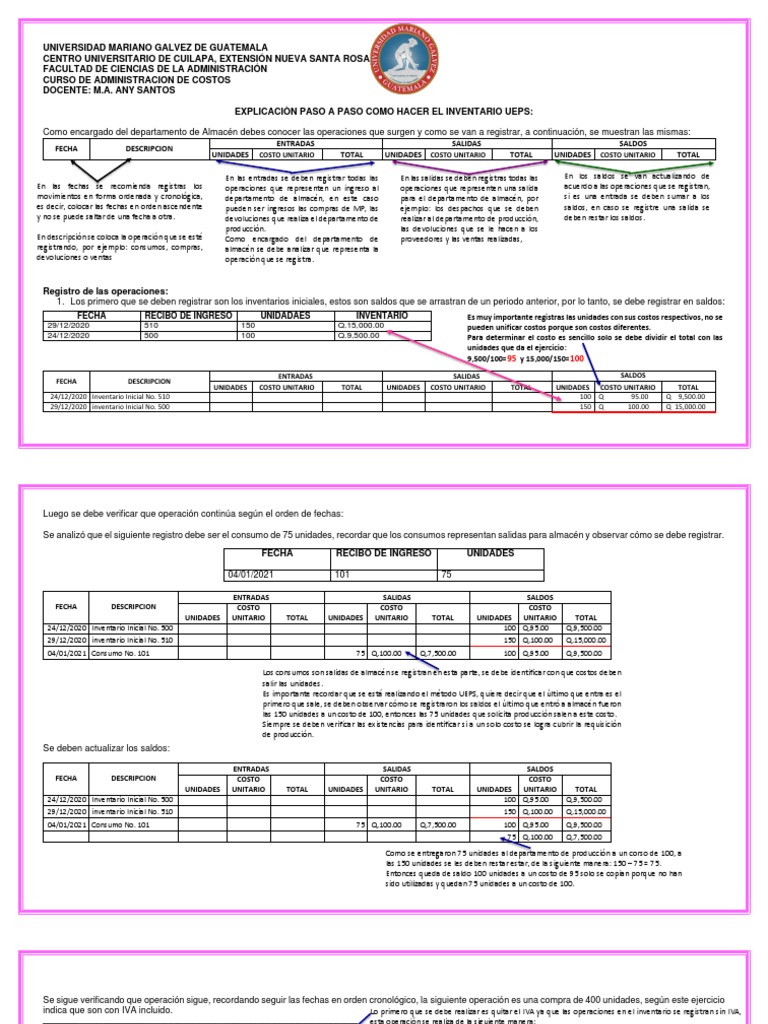 Explicacion Paso A Paso de Inventario Ueps | PDF | Inventario | Business