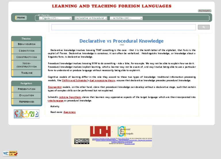 Declarative Vs Procedural Knowledge | PDF | Procedural Knowledge | Learning Declarative Vs Procedural Knowledge | PDF | Procedural Knowledge | Learning