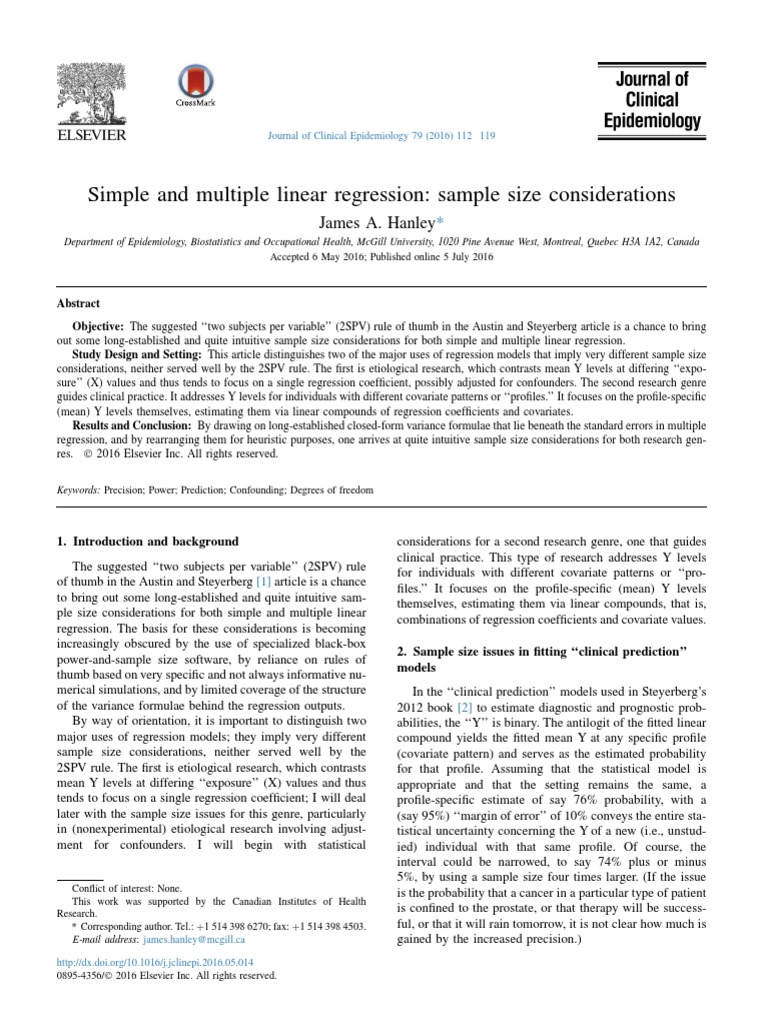 Simple Multiple Linear Regression Sample Size | PDF | Regression ... Simple Multiple Linear Regression Sample Size | PDF | Regression ...