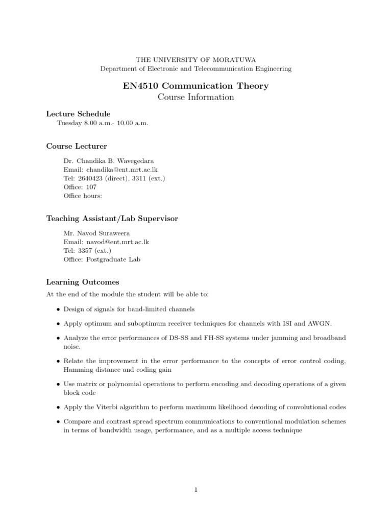 Course Information | PDF | Modulation | Mathematical Optimization