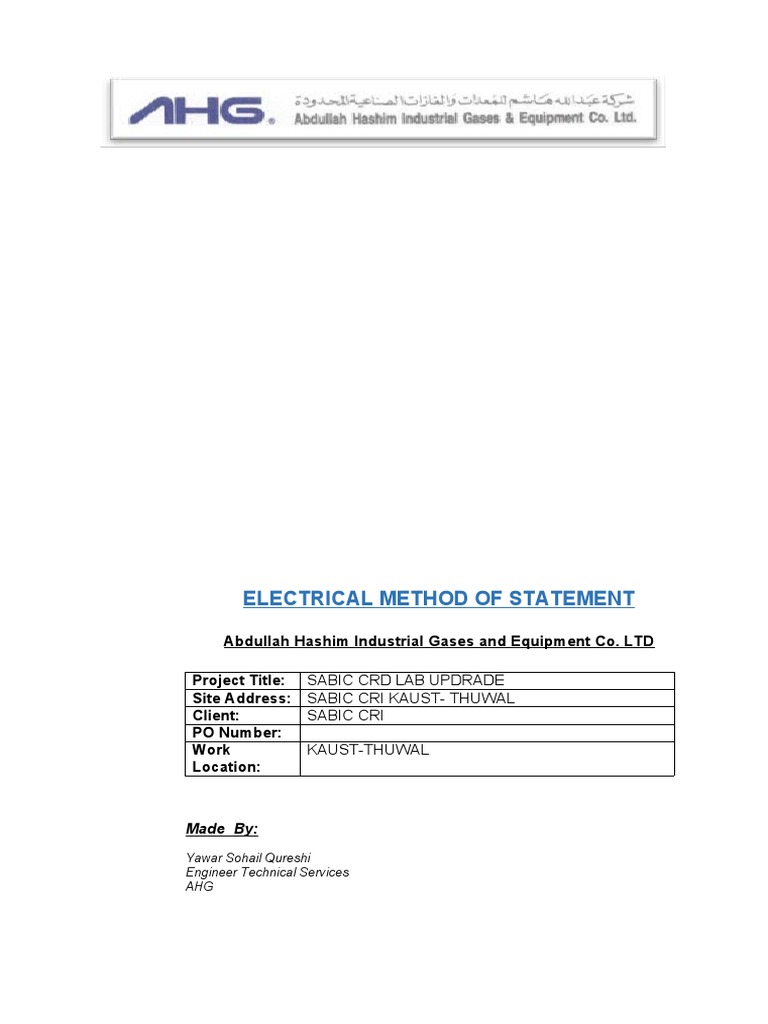 KAUST Electrical Method Statement | Download Free PDF | Personal ...