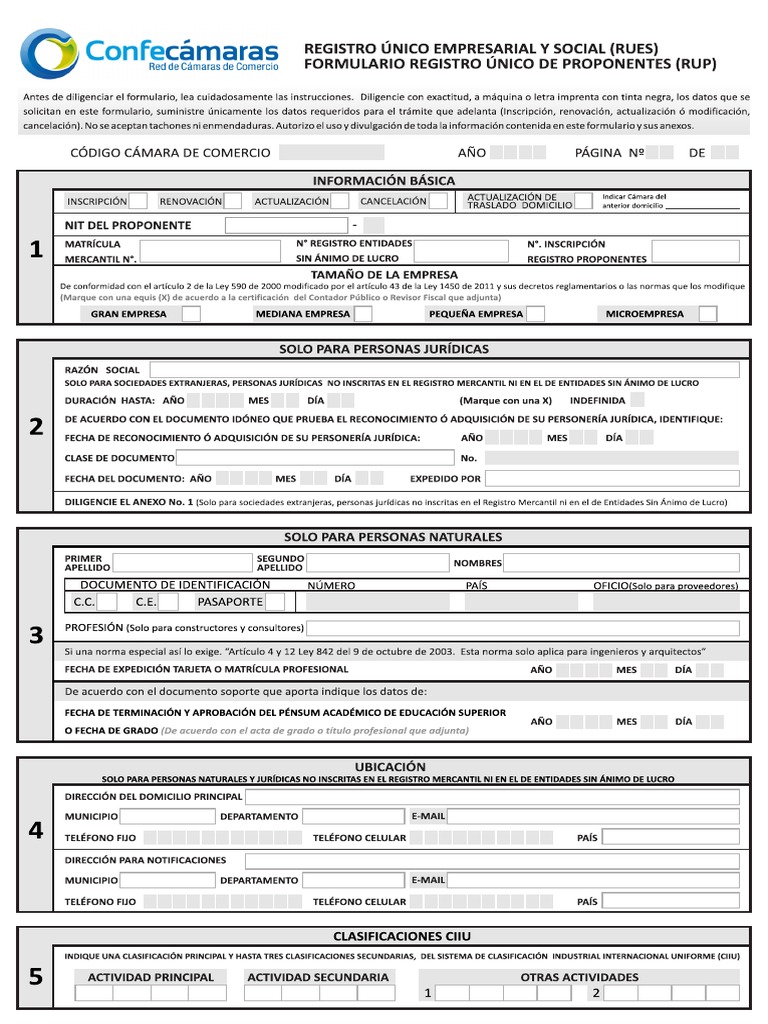 Formulario Rup Aprobado Sic | PDF