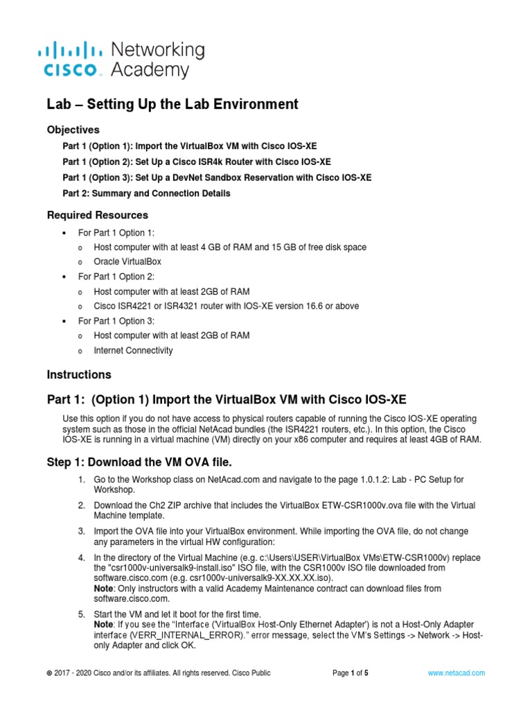 2.1 Lab - Setting Up The Lab Environment | PDF | Router (Computing ...
