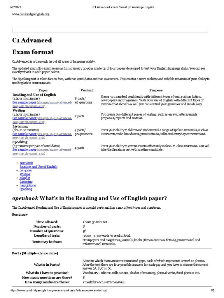 Reading and Use of English-Cae Format | PDF | Question | Test (Assessment)