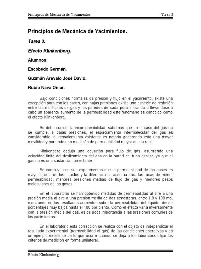 Efecto Klinkenberg | PDF | Gases | Presión