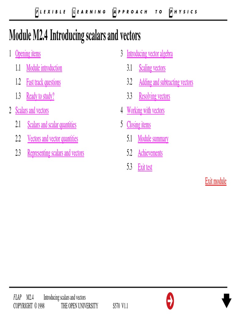 Module M2.4 Introducing Scalars and Vectors: Flexible Learning Approach ...