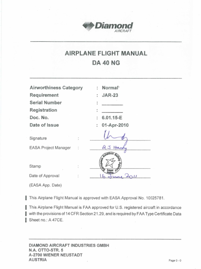 DA 40 NG Airplane Flight Manual | PDF | Airspeed | Altitude