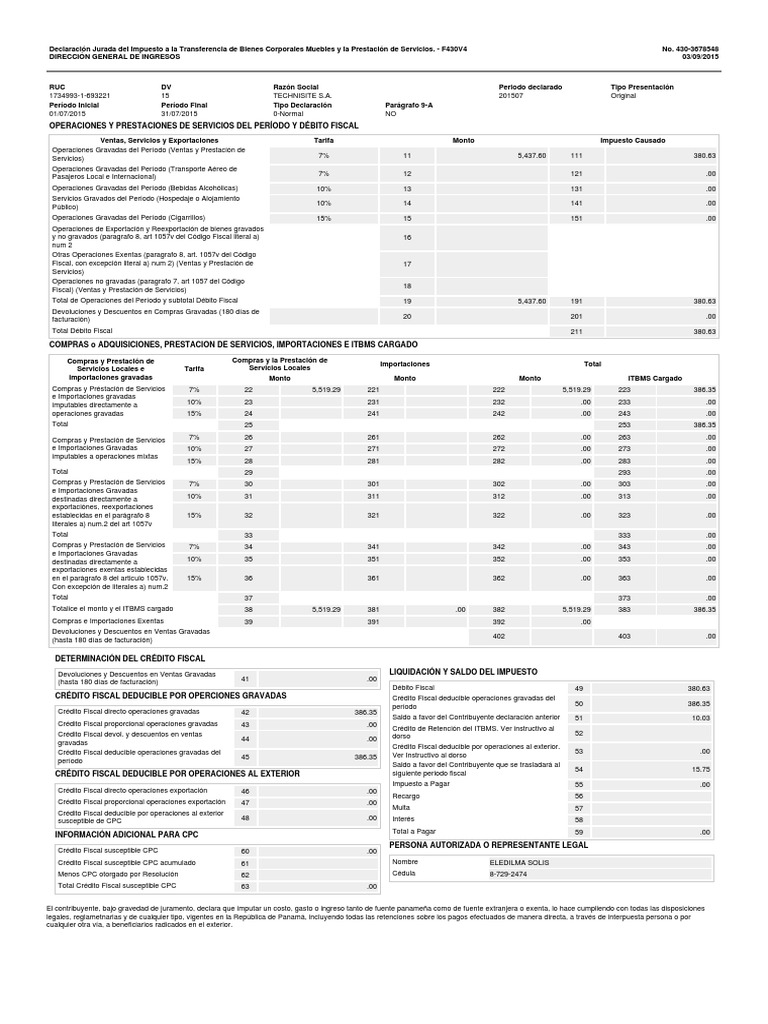 Declaracion20210216123408 Itbms | PDF | Coleccionar | Tarjeta de crédito