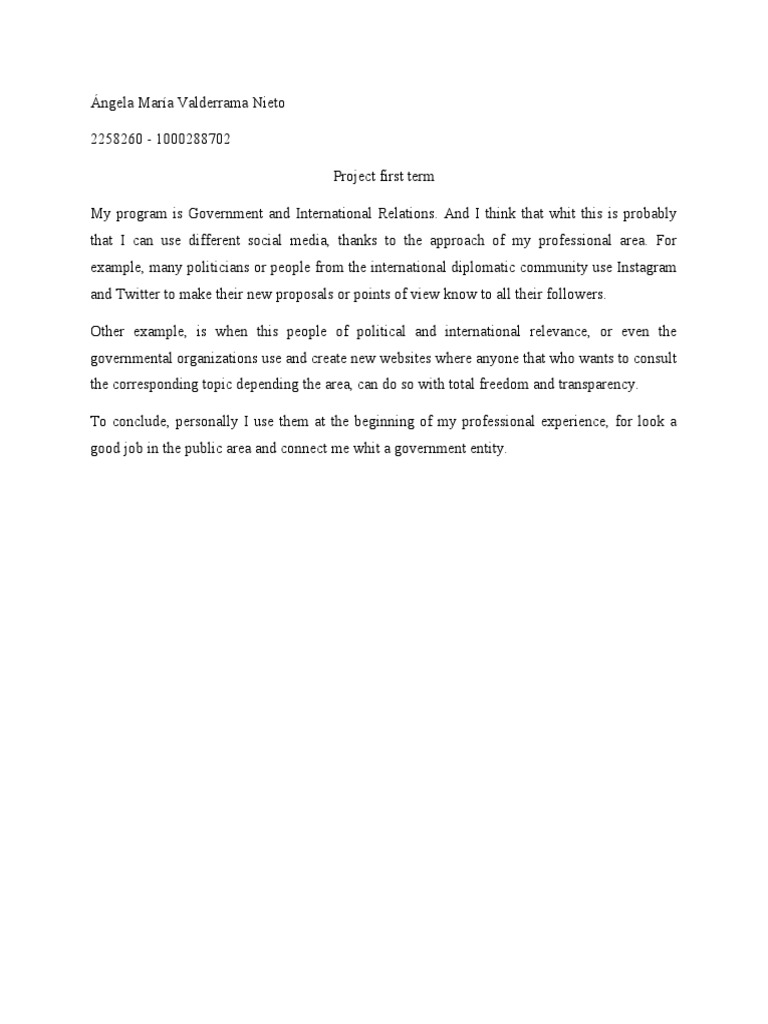 First Term Project. Ángela Valderrama | PDF