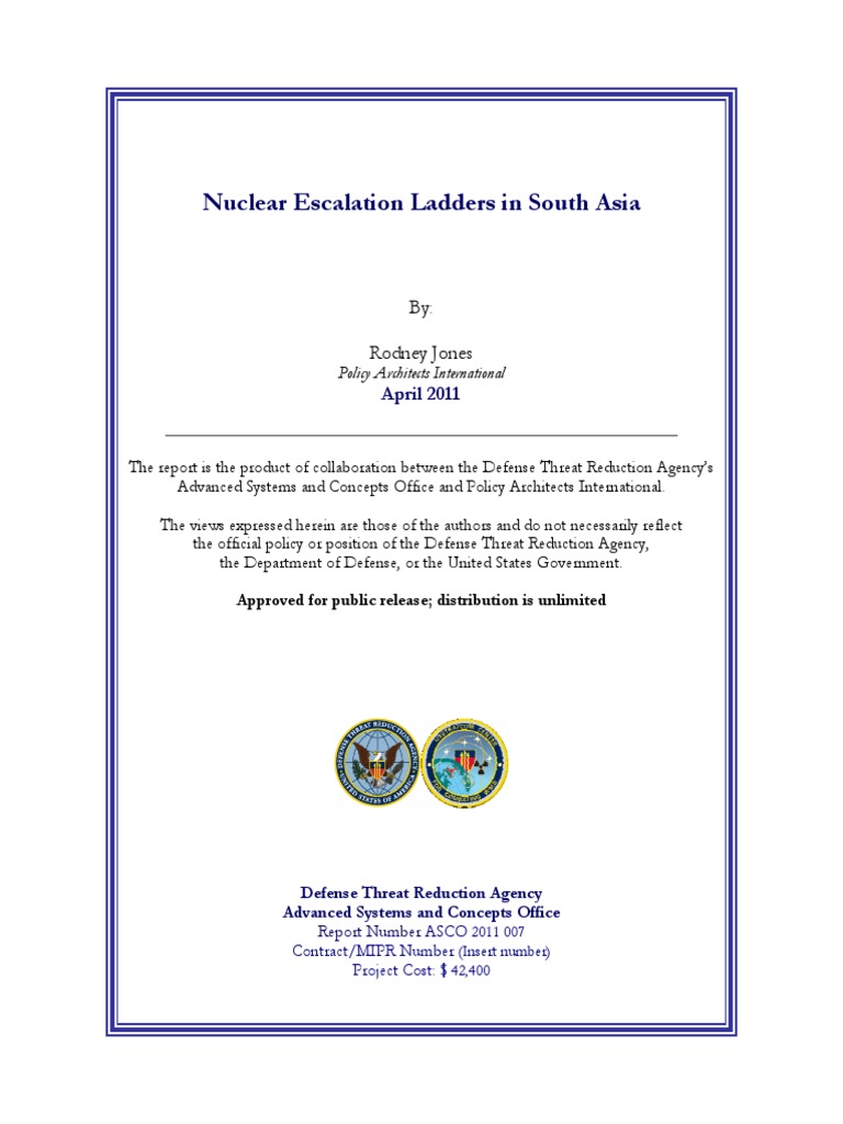 Nuclear Escalation Ladders in South Asia: By: Rodney Jones | PDF ...