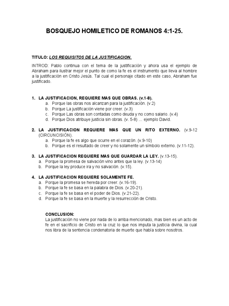 Bosquejo Homiletico de Romanos 4 | PDF