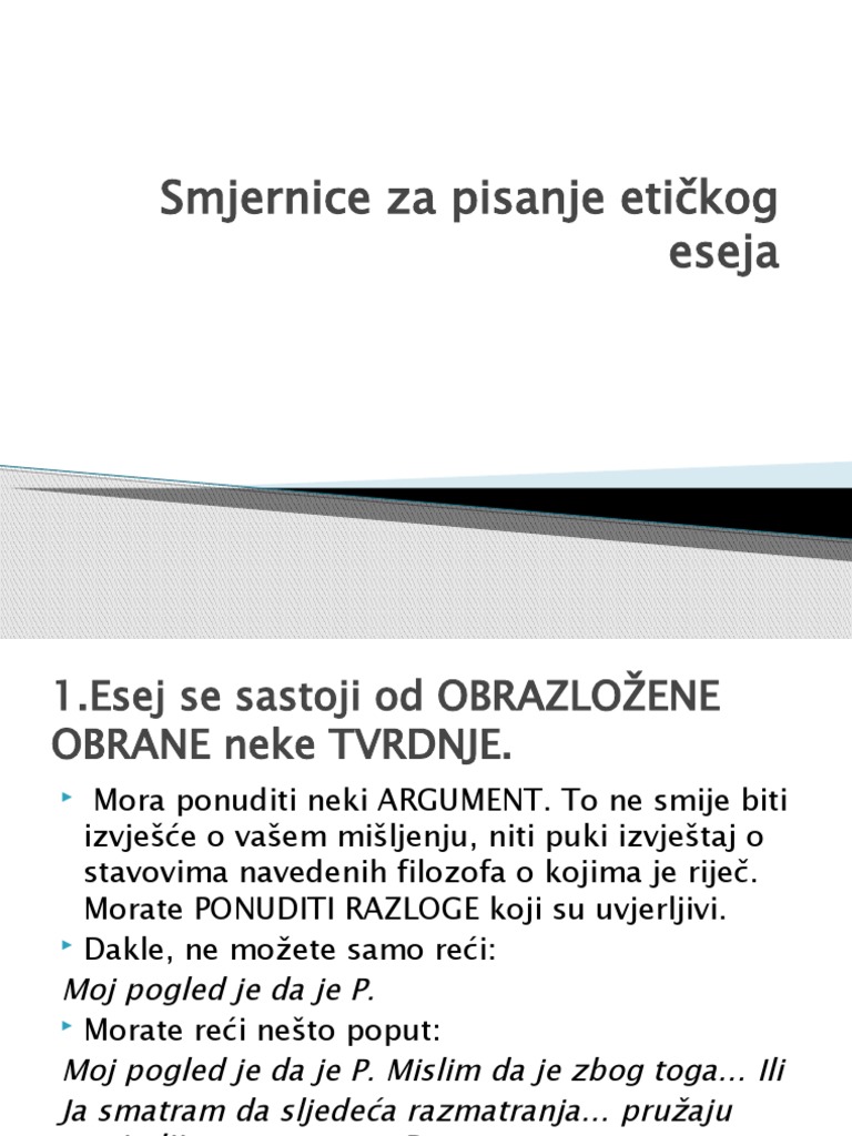 Smjernice Za Pisanje Etičkog Eseja | PDF