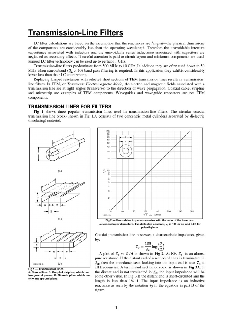 Transmission-Line Filter Guide | PDF | Transmission Line | Coaxial Cable
