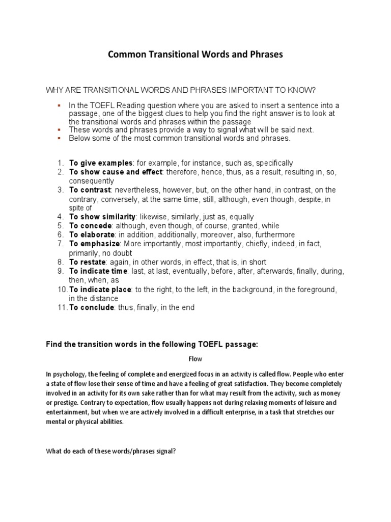 Transitional Words | PDF