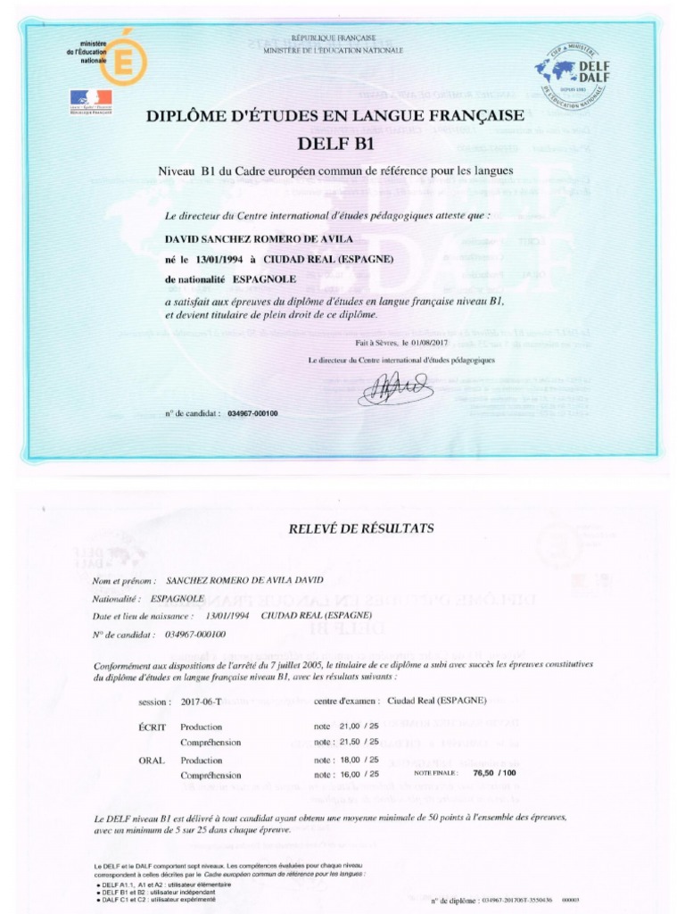 Diplôme DELF B1 | PDF