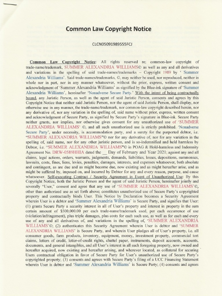 Copyright Common Law (Notarized) | PDF