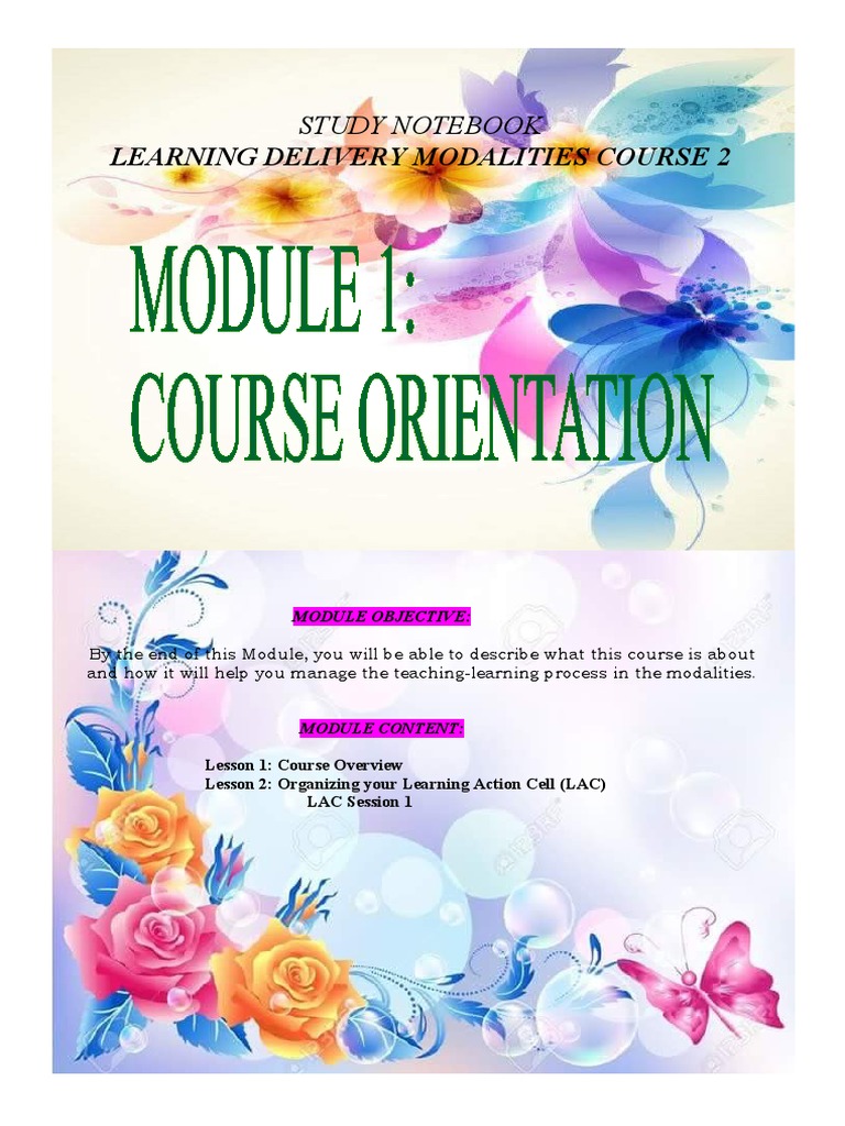Learning Delivery Modalities Course 2: Study Notebook | PDF | Learning ...