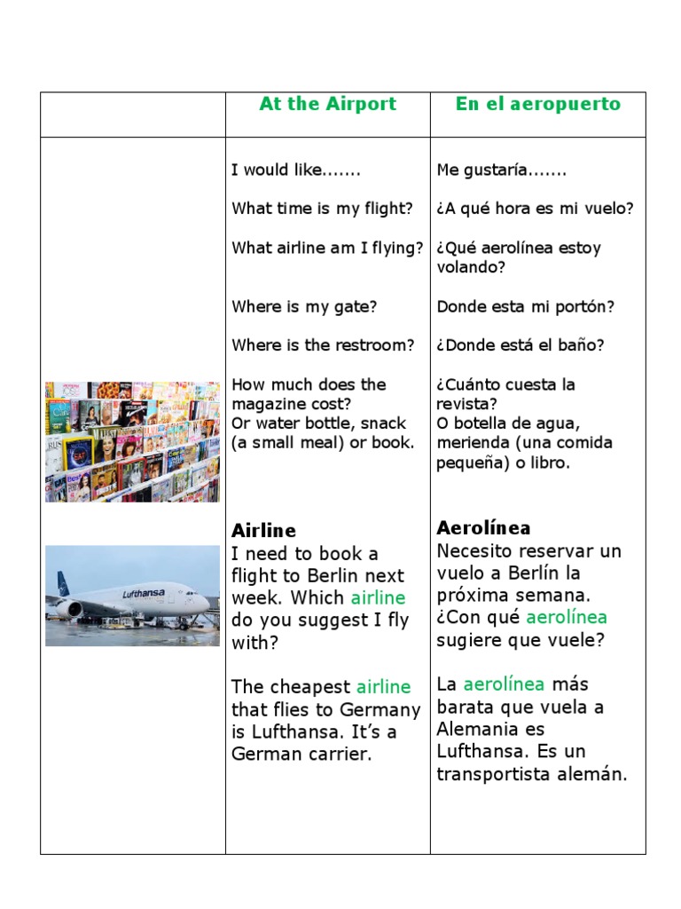 Vocabulary - at The Airport | PDF | aerolíneas | Aviación