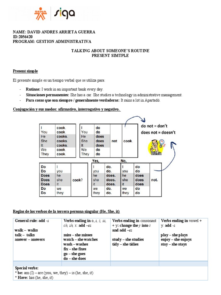 El Presente Simple Es Un Tiempo Verbal Que Se Utiliza Para | Download Free PDF | Language ...